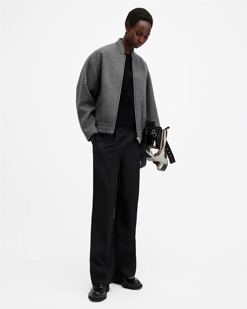 Hackney Bomber Jacket Grey | ALLSAINTS